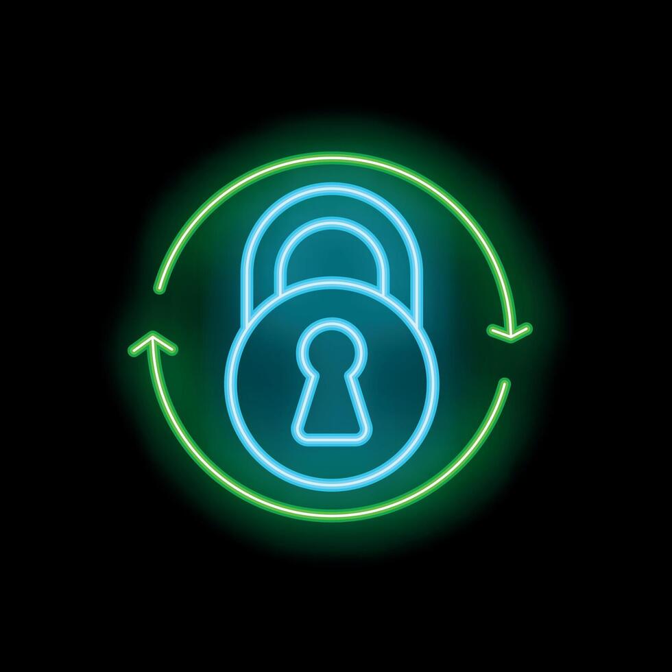 Neon Padlock Icon Representing Rotating Password Security System 52888791 Vector Art At Vecteezy
