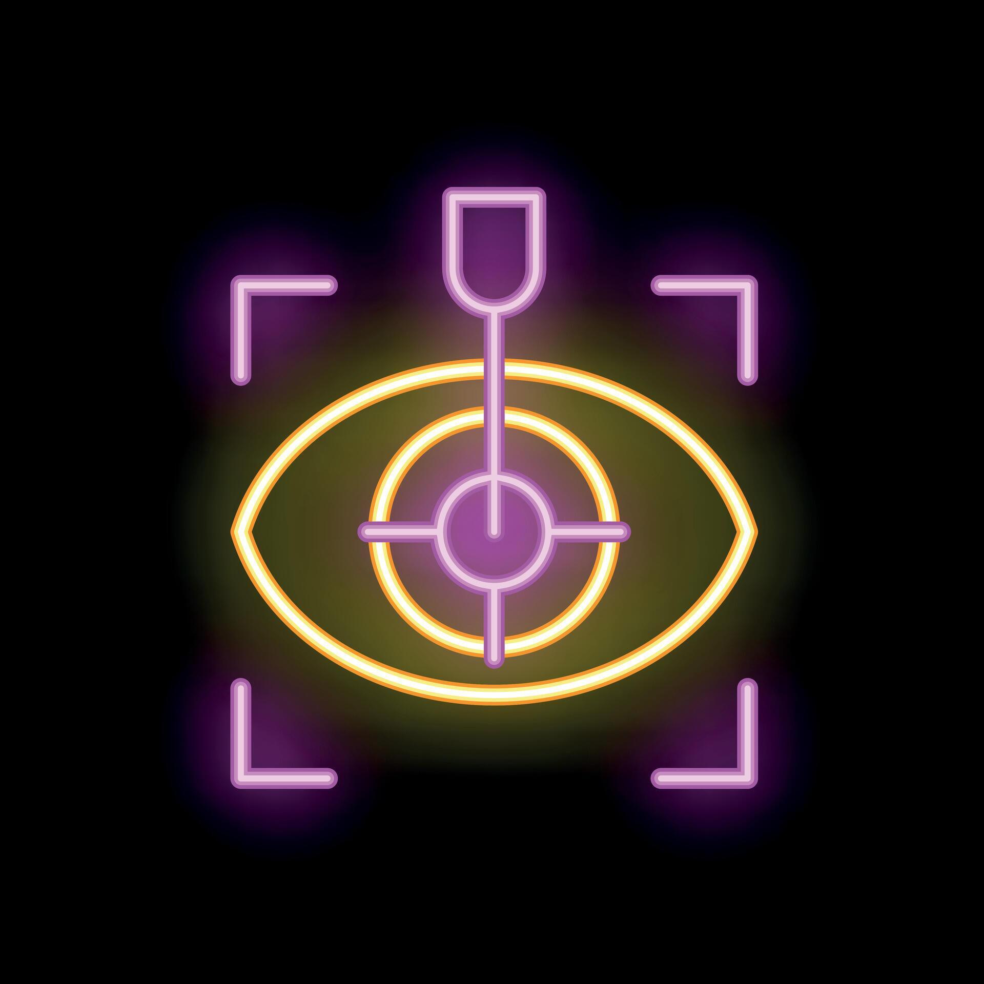 Neon eye tracking system scanning iris with laser pointer 52893222 Vector Art at Vecteezy
