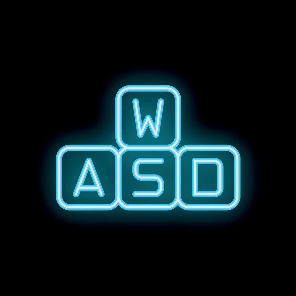 Neon wasd keys glowing on black background 52894517 Vector Art at Vecteezy