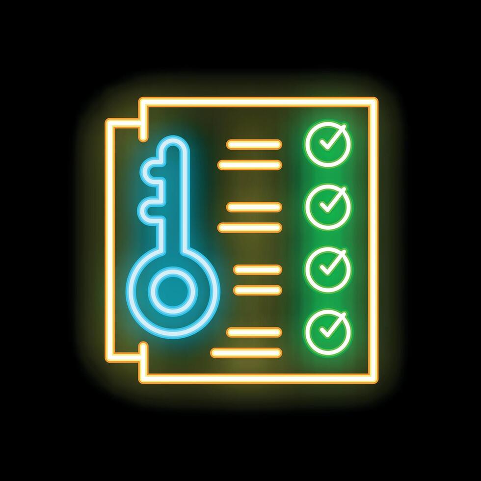 Neon Icon Of Key Unlocking A Checklist Representing Problem Solving