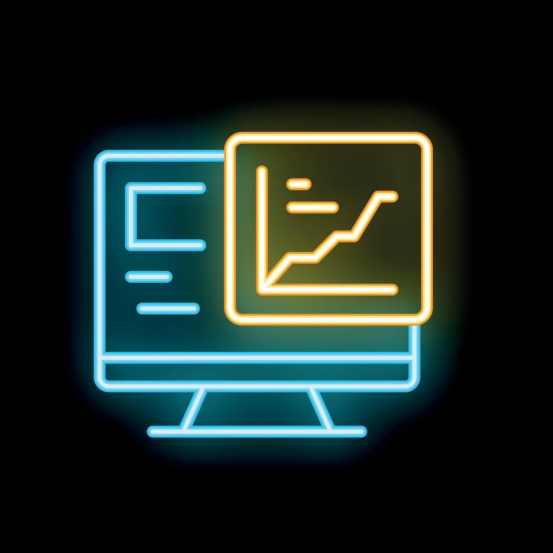 Neon icon of desktop computer displaying statistical graph 52895132 Vector Art at Vecteezy