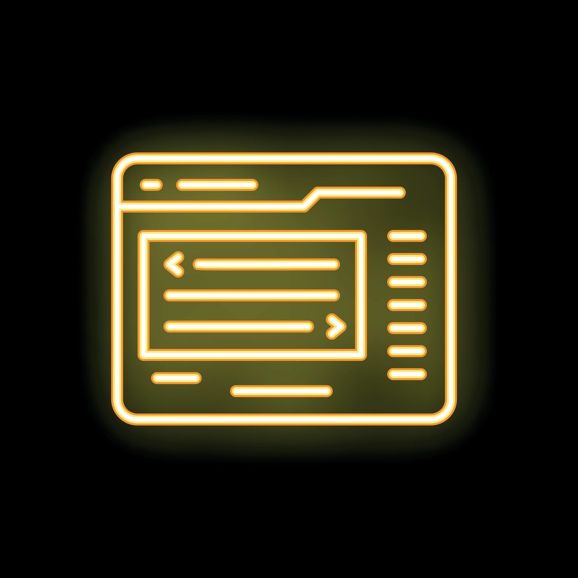 Yellow neon webpage displaying programming code interface on black ...