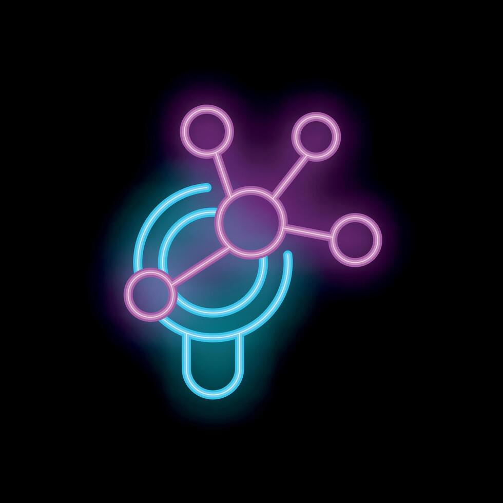 Neon style icon representing machine learning algorithm on black ...
