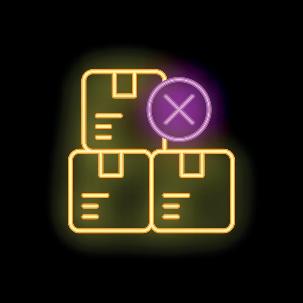 Neon Sign Of Rejected Parcel With Cross Sign Showing Unsuccessful
