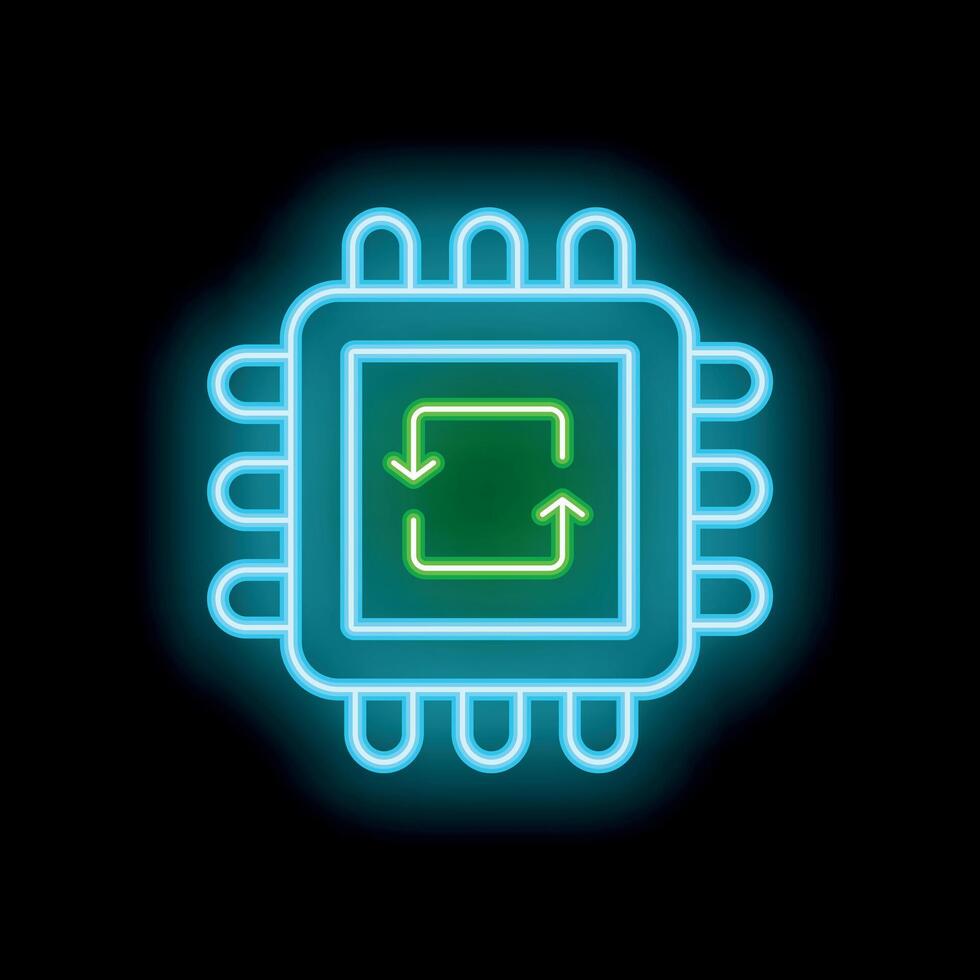 Neon Icon Of Cpu Showing Rotating Arrows Representing Machine Learning Algorithm 52899080 Vector