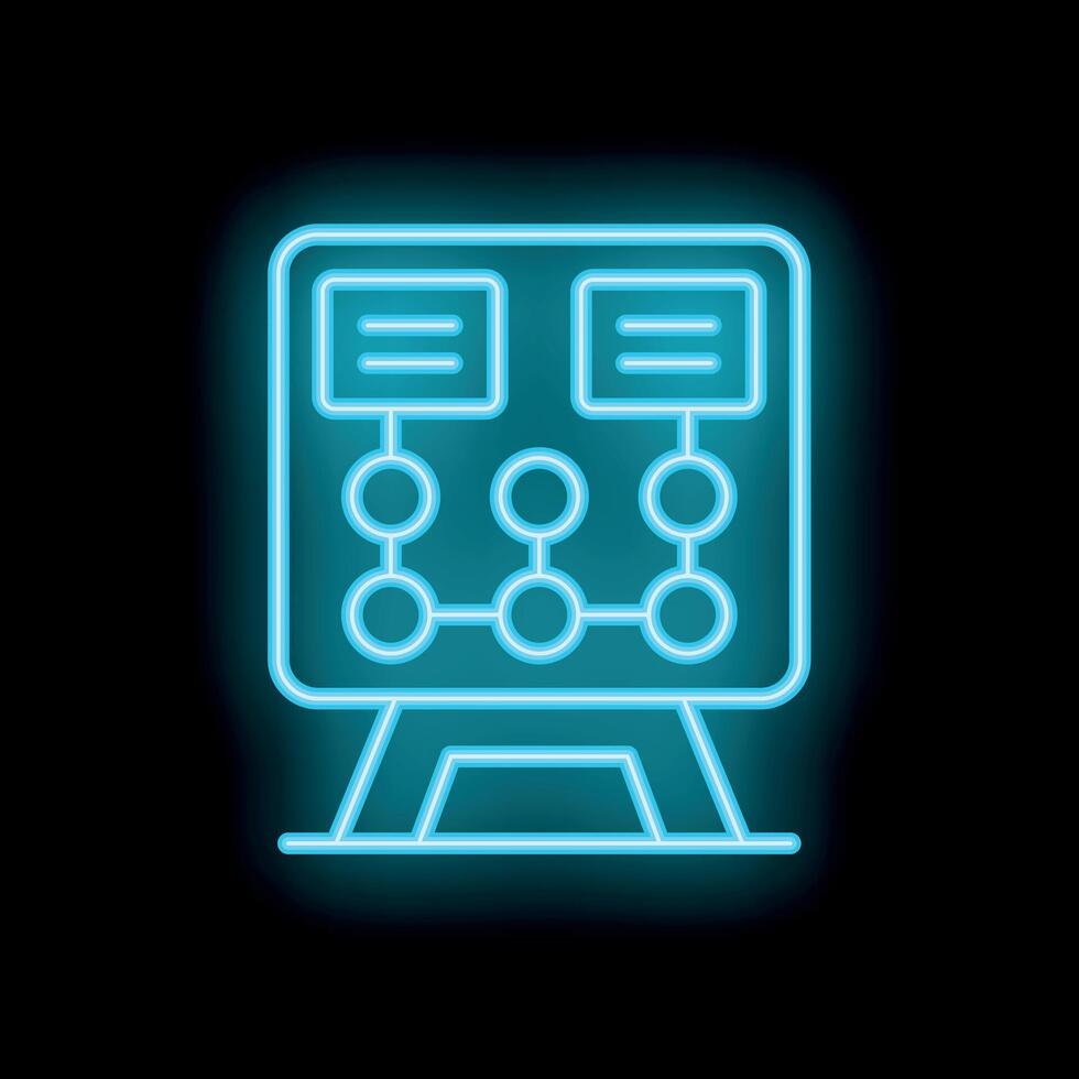 Neon blue algorithm showing planning process on black background ...