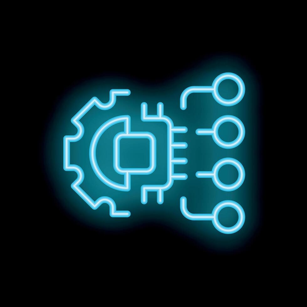Neon style icon representing machine learning algorithm being developed ... Neon style icon representing machine learning algorithm being developed ...