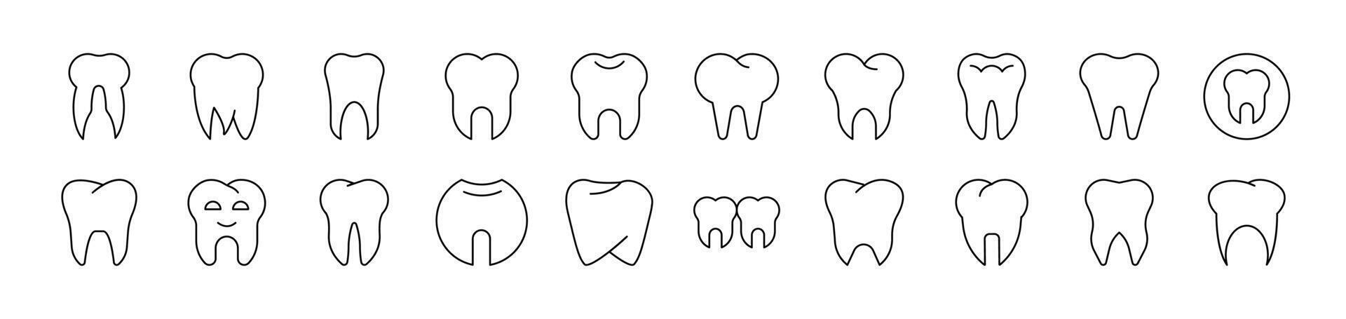 Teeth And Stomatology Simple Isolated Line Icons Collection Editable