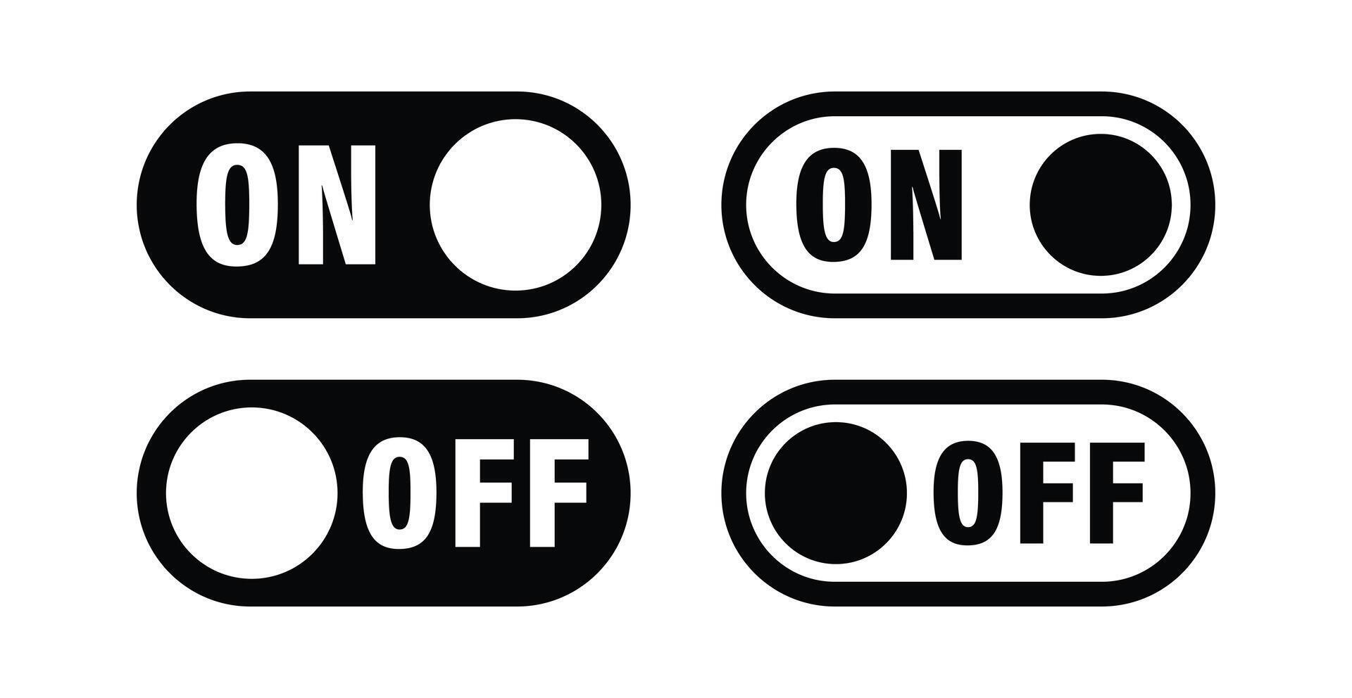 On and Off toggle switch buttons. Switch buttons illustration. ON and ...