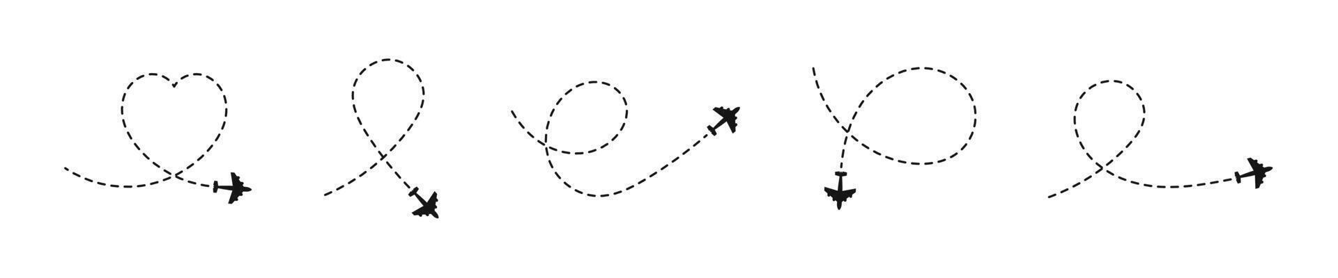 Dotted Line Path With Airplanes Airplane Routes Set Plane Routes
