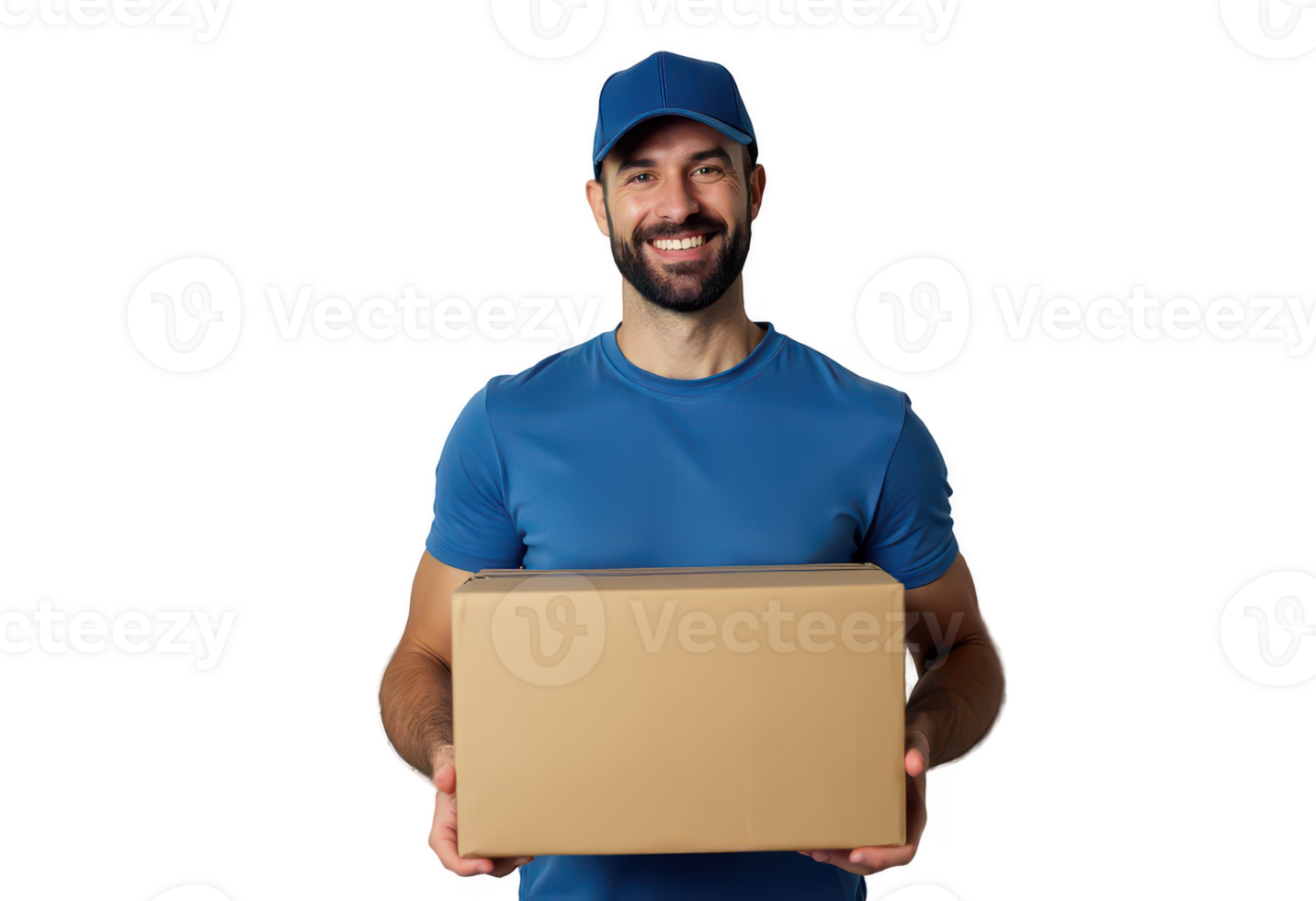 Smiling Delivery Man Holding A Package 52921207 Png