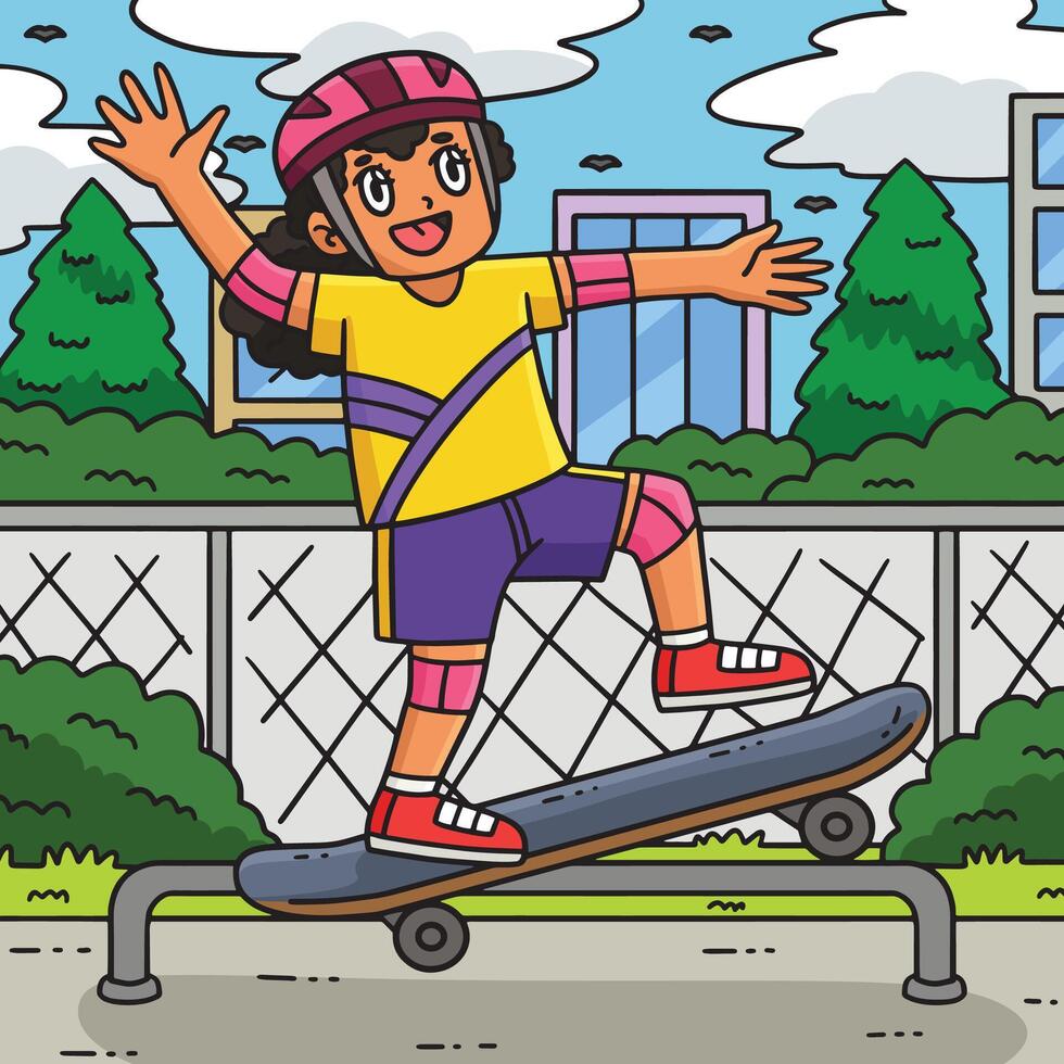 Skateboard Child Grinding on Rail Colored Cartoon 52922570 Vector Art ... Skateboard Child Grinding on Rail Colored Cartoon 52922570 Vector Art ...