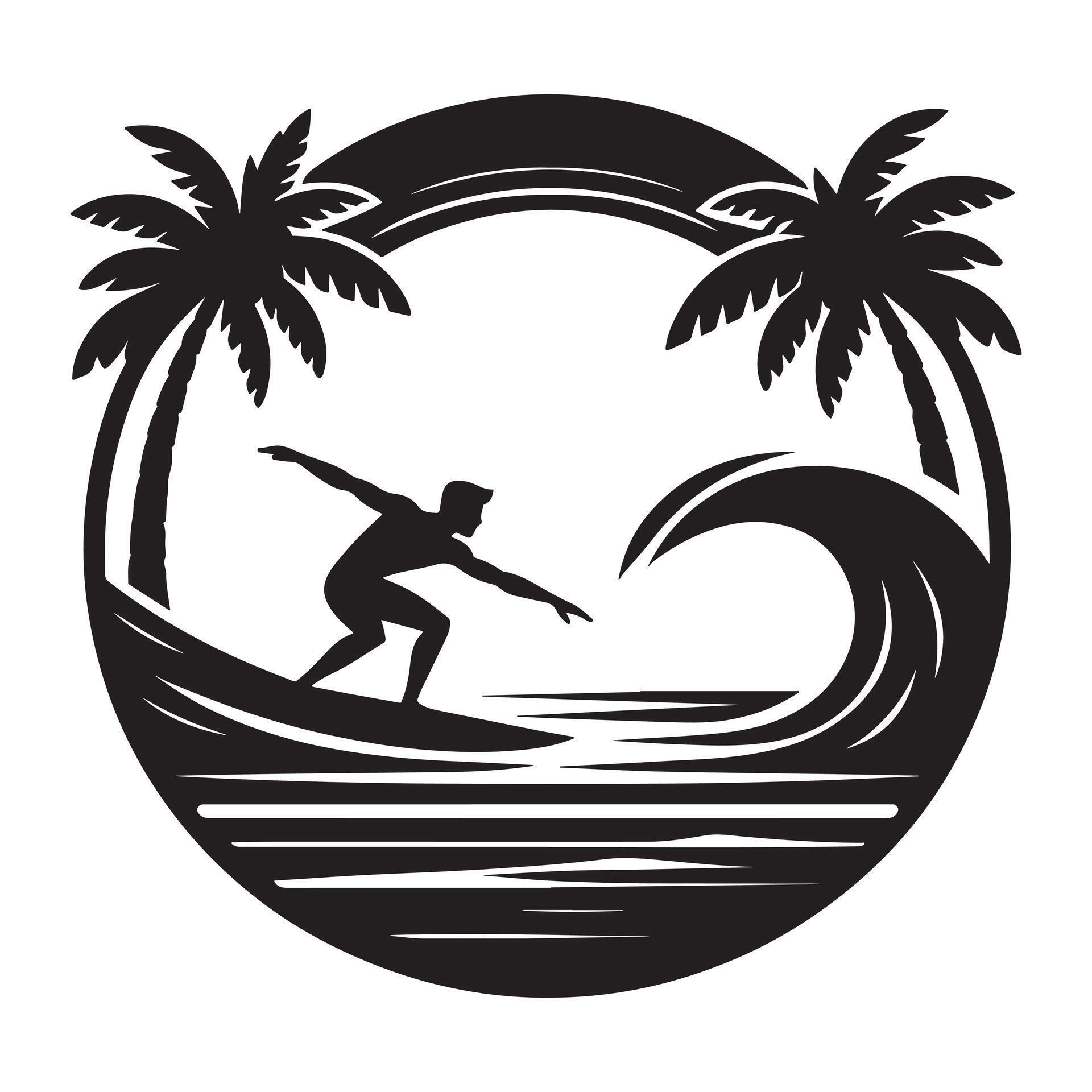 Surfer Performing Trick on Wave Silhouette on White Background 52931124 ...