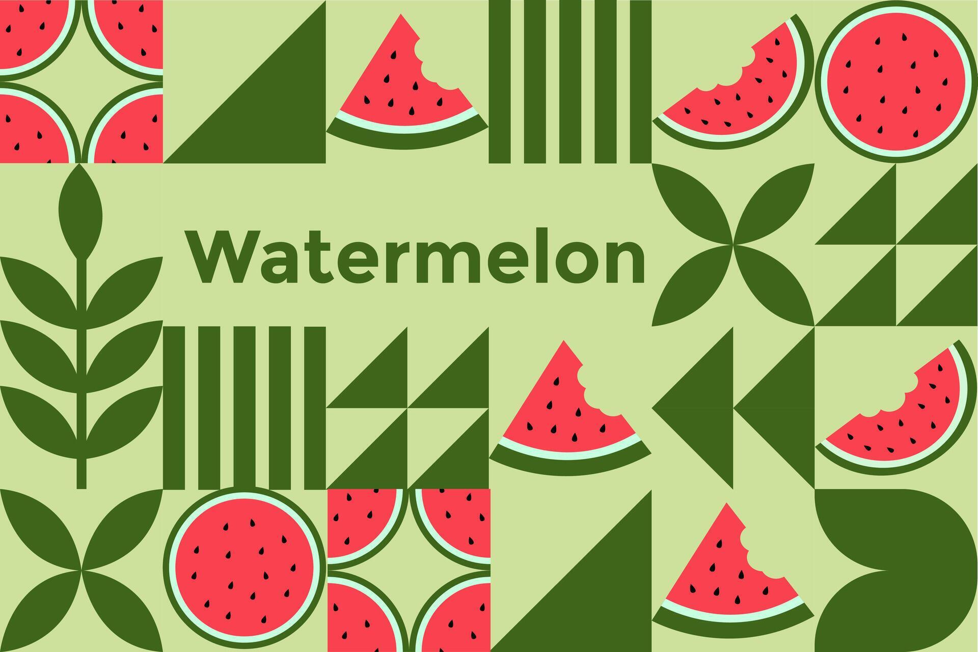 Watermelon geometric banner in flat style. Geometry minimalistic design ...