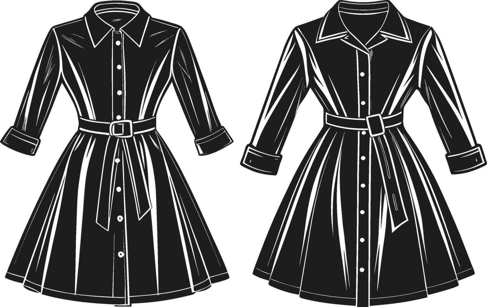Elegant Maxi Shirt Dress Outline 52934698 Vector Art At Vecteezy
