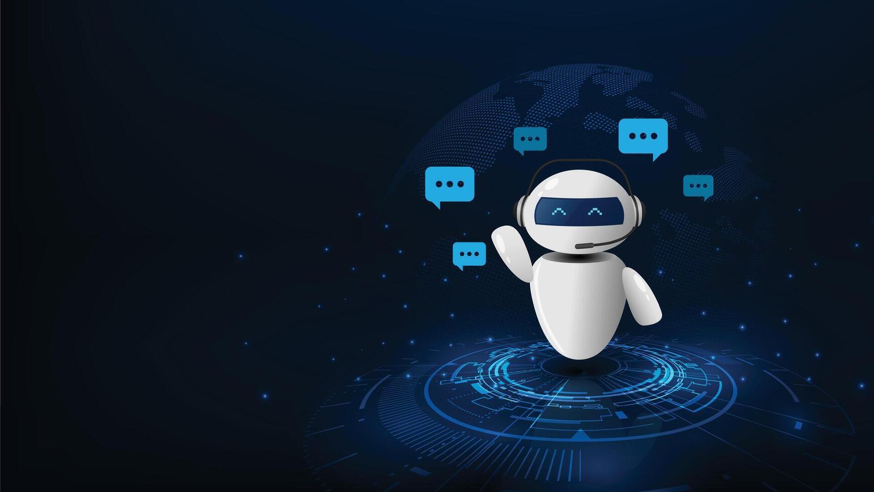 Artificial intelligence chat bot concept. Futuristic digital technology innovation background ...