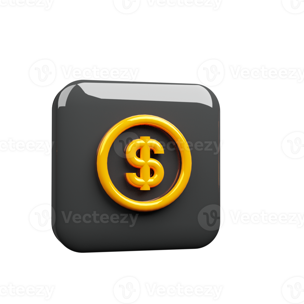 A Black And Gold Dollar Sign Icon 3d Render 52940379 Png