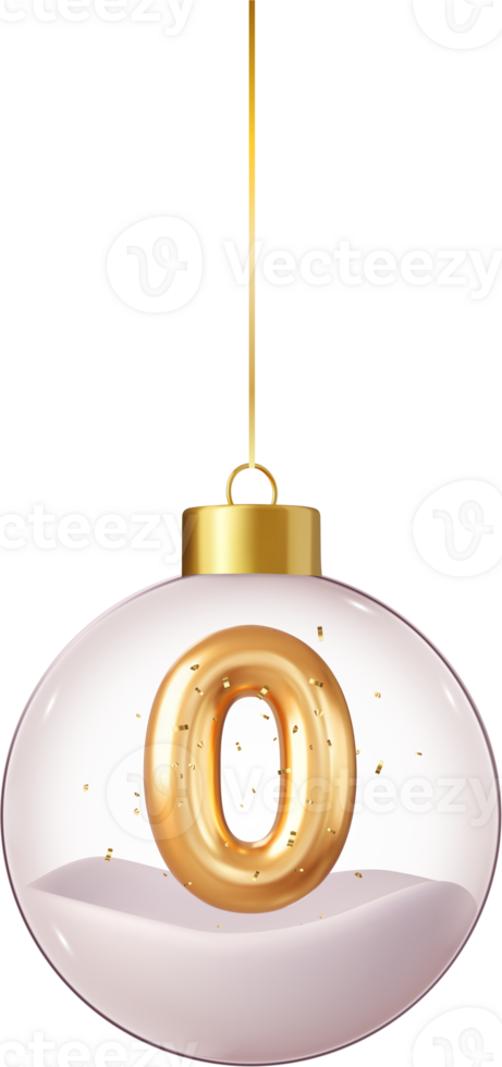 3d Golden Number In Glass Bauble 0 52941723 Png