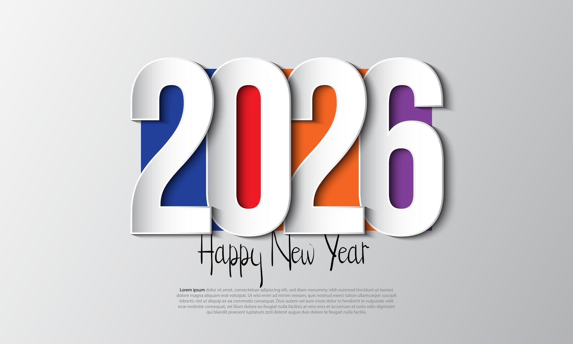 Happy new year 2026 design with colorful truncated number illustrations. 52942022 Vector Art at ...
