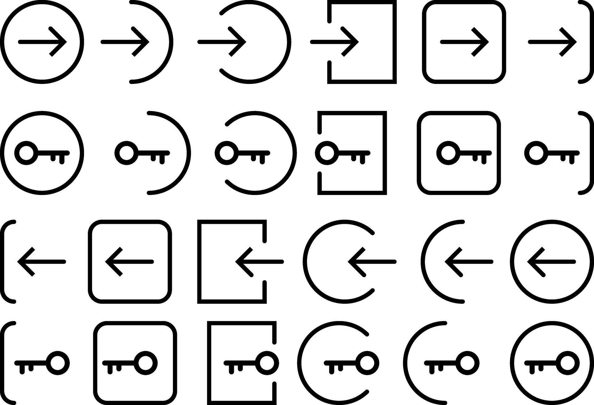 login logout icon set. Logout exit icon symbol collection. sign In and ... login logout icon set. Logout exit icon symbol collection. sign In and ...