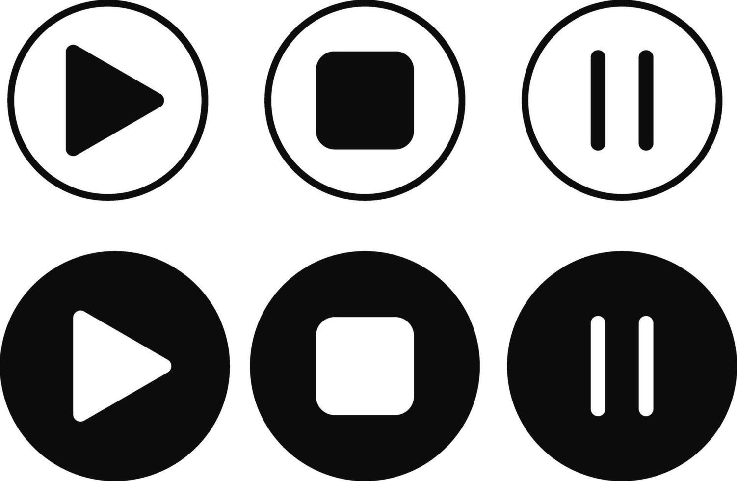 Play, pause and stop icon, media button icon set. Media Player Buttons ... Play, pause and stop icon, media button icon set. Media Player Buttons ...