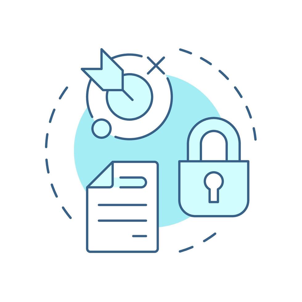 Purpose limitation soft blue concept icon. GDPR Principle. Restricted data use. Data protection ...