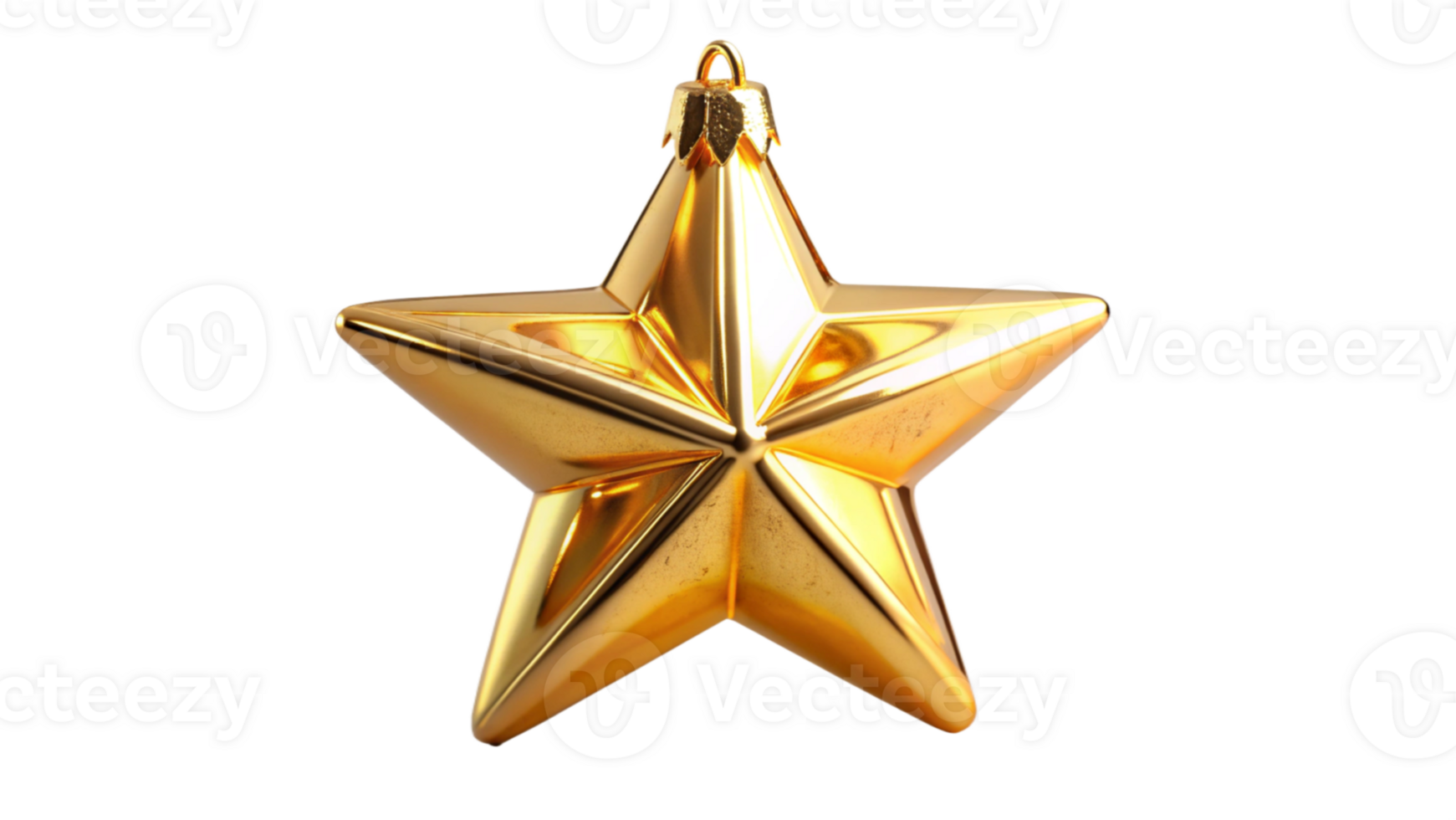 A single golden Christmas star ornament with a shiny finish 52969214 PNG