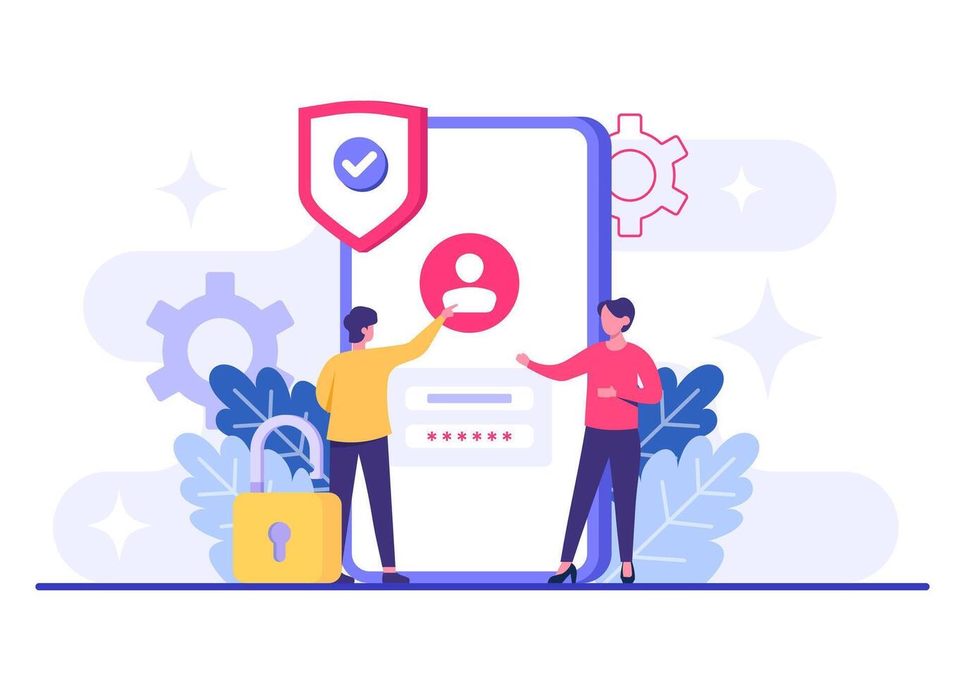 Login Page On Smartphone Screen Flat Illustration Password Secure