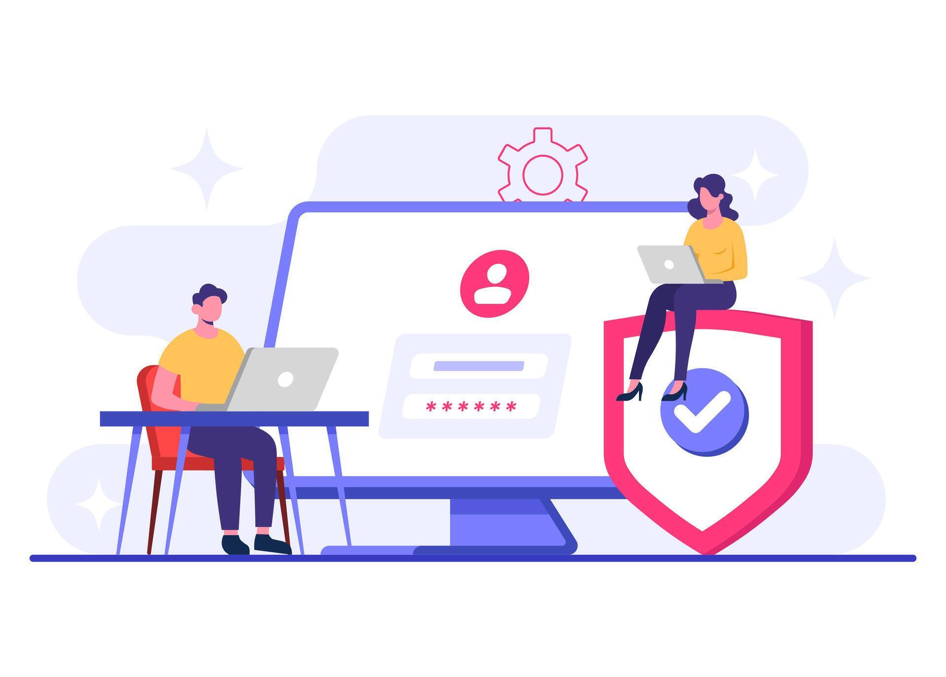 Account protection flat illustration, Password secure access, Data protection, Cyber security ...