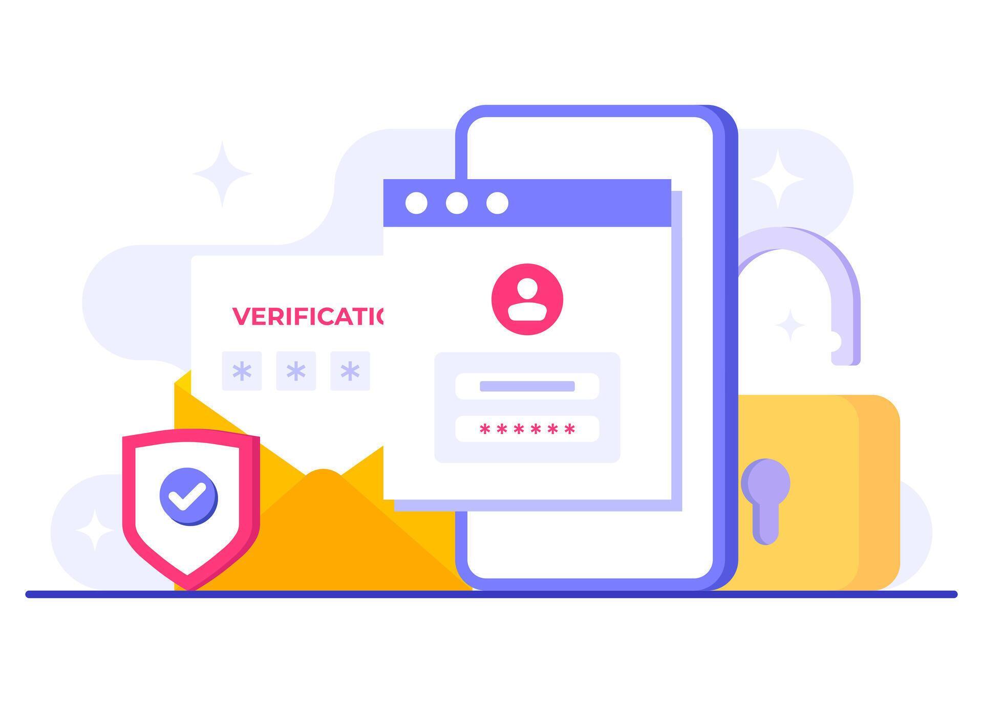 Users Employ Two Step Verification For Secure Access Flat Illustration Template Otp