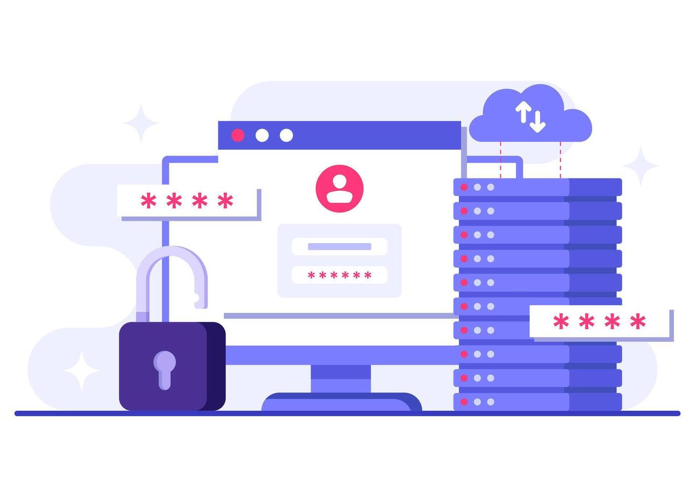 Safeguarding Against Cyber Threats Database Protection Flat Illustration Cyber Security Data