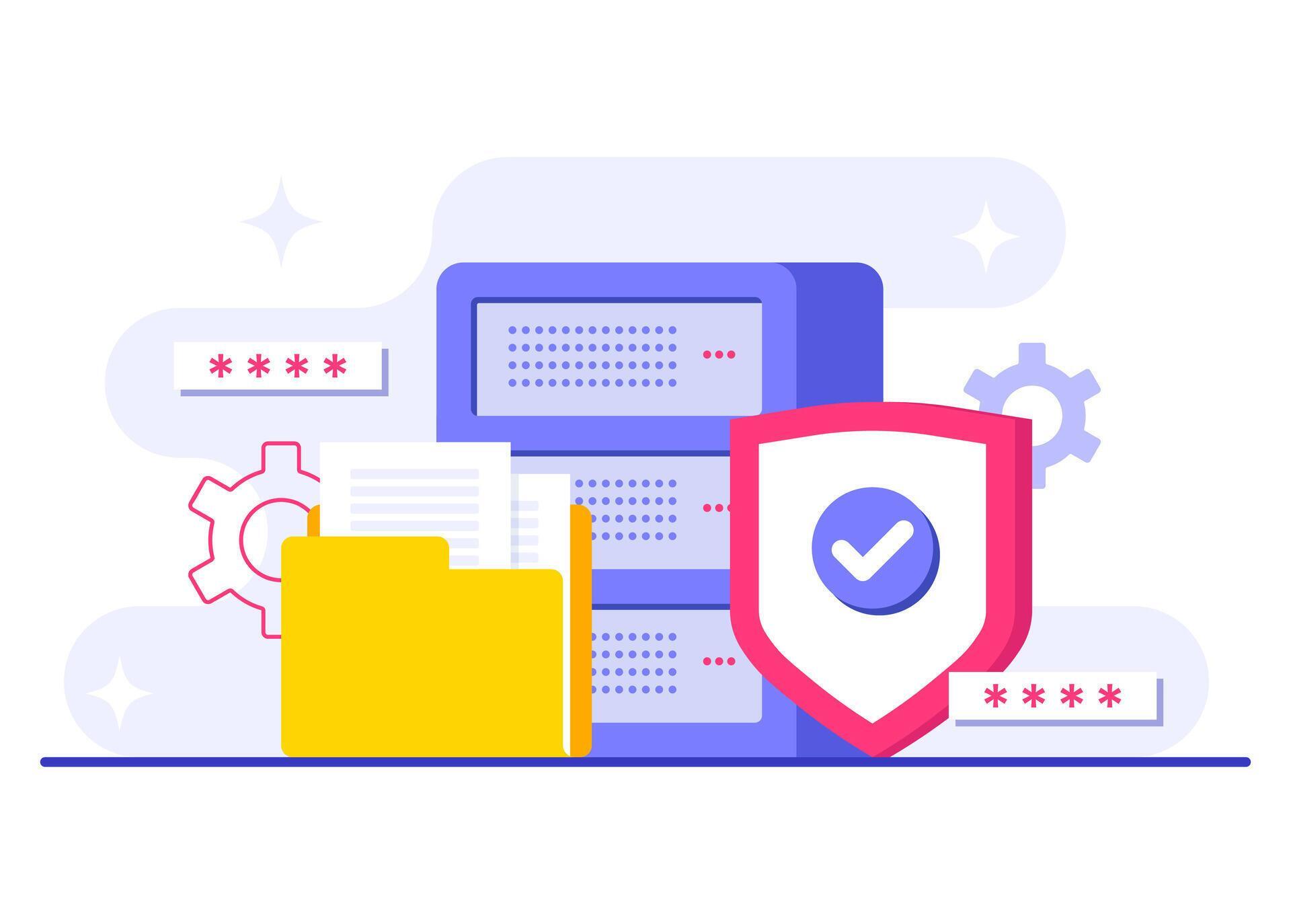 Database Protection Cyber Security Privacy Data Protection Flat