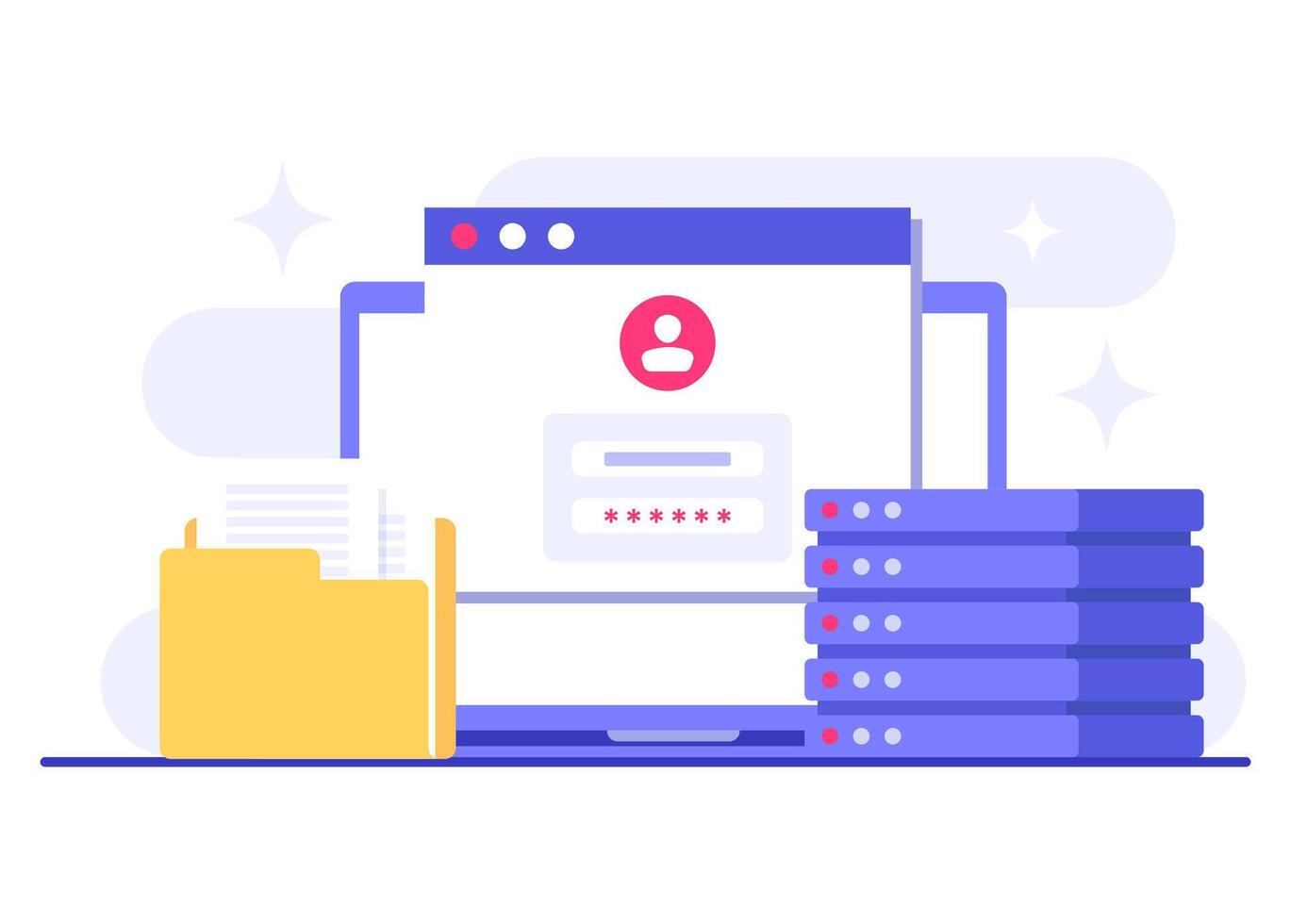 Data Secured With Password Access Database Protection Cyber Security Data Center File