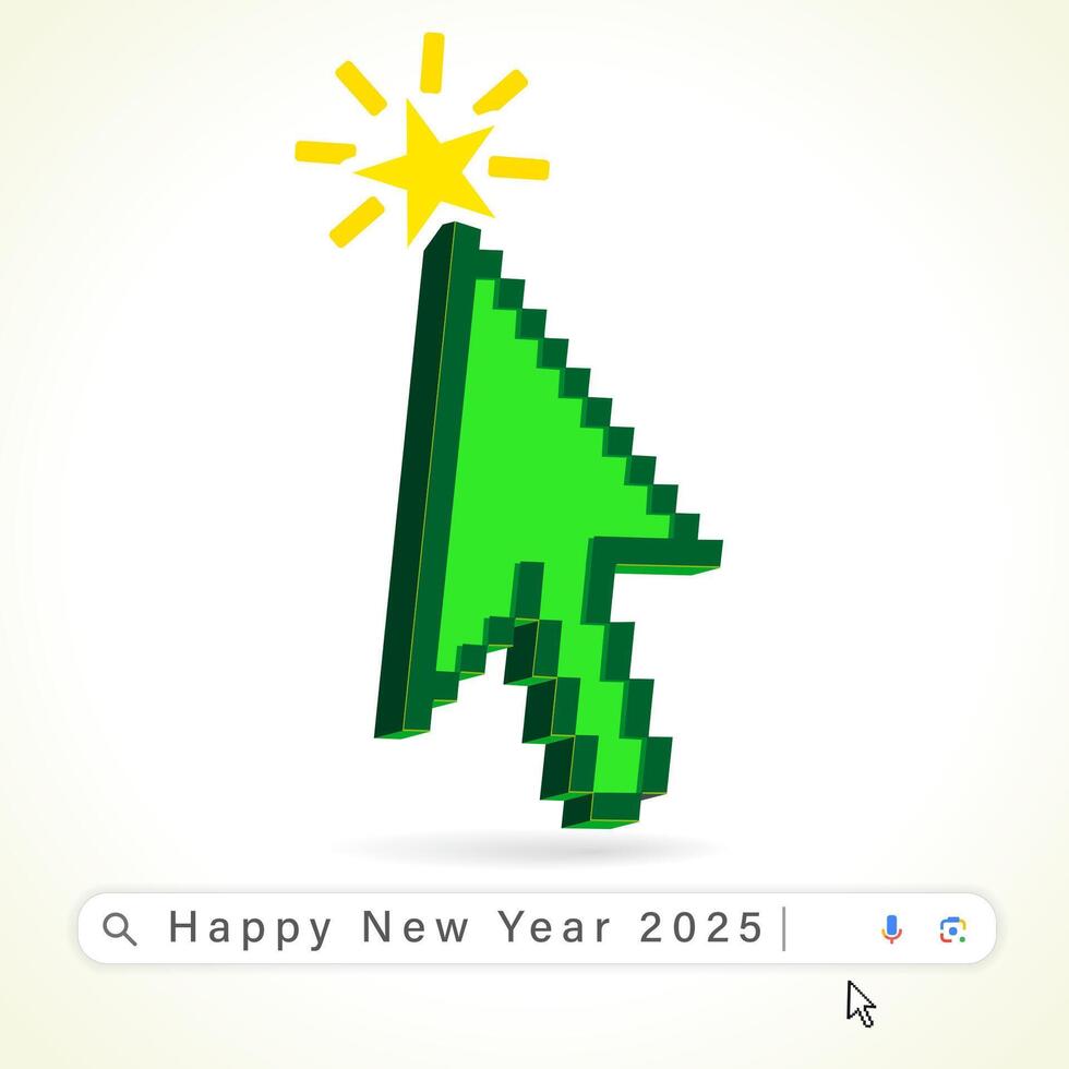 Happy New Year 2025, Christmas tree as cursor arrow, creative congrats 52981426 Vector Art at ...
