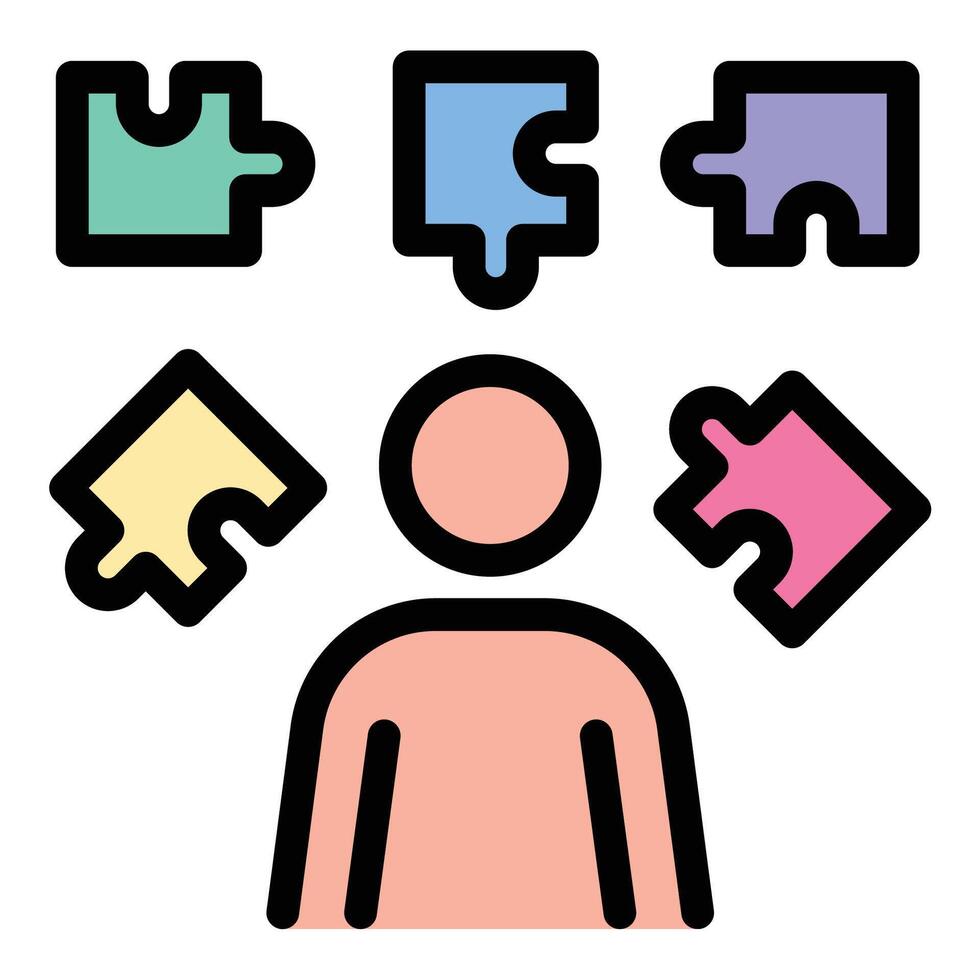 Skill Problem Solving Icon Analytical Thinking in Flat Line Color Style ...
