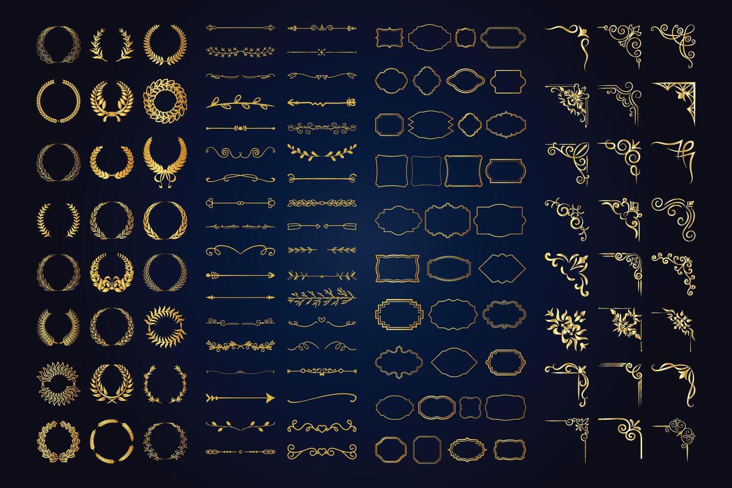 Vintage calligraphic elements. Decorative frames, flourish dividers ...