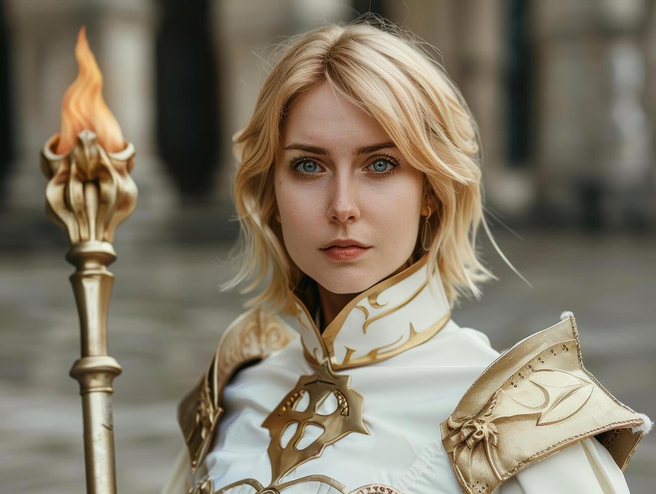 Powerful female fantasy warrior with magical staff 52992248 Stock Photo at Vecteezy