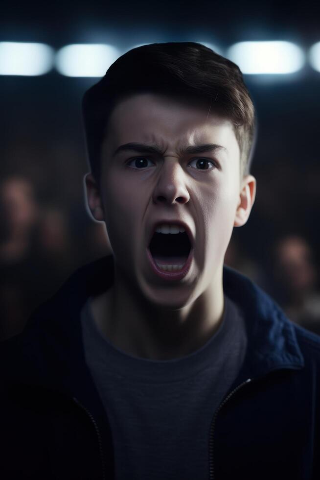 Angry young man screaming in the dark 52996492 Stock Photo at Vecteezy