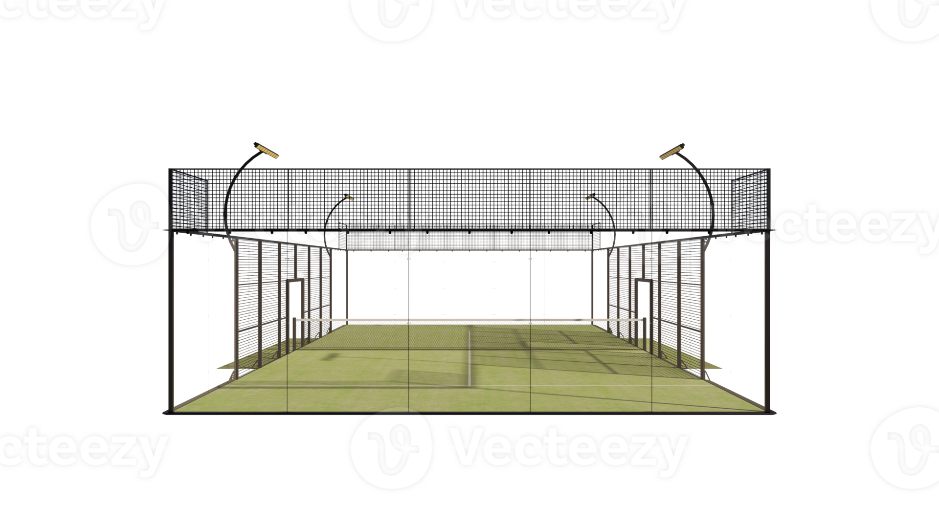 green padel tennis court back view illustration 3d rendering isolated on transparent background ...