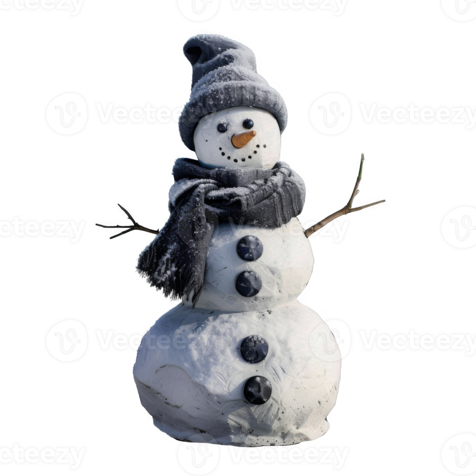 Frosty Snowman With Hat And Scarf In Winter 53020235 Png