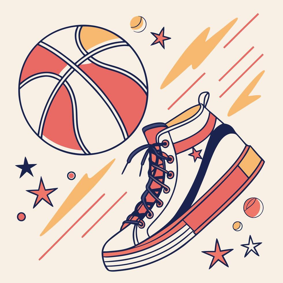 Basketball Shoes And A Basketball Ball On A White Background 53023497 Vector Art At Vecteezy
