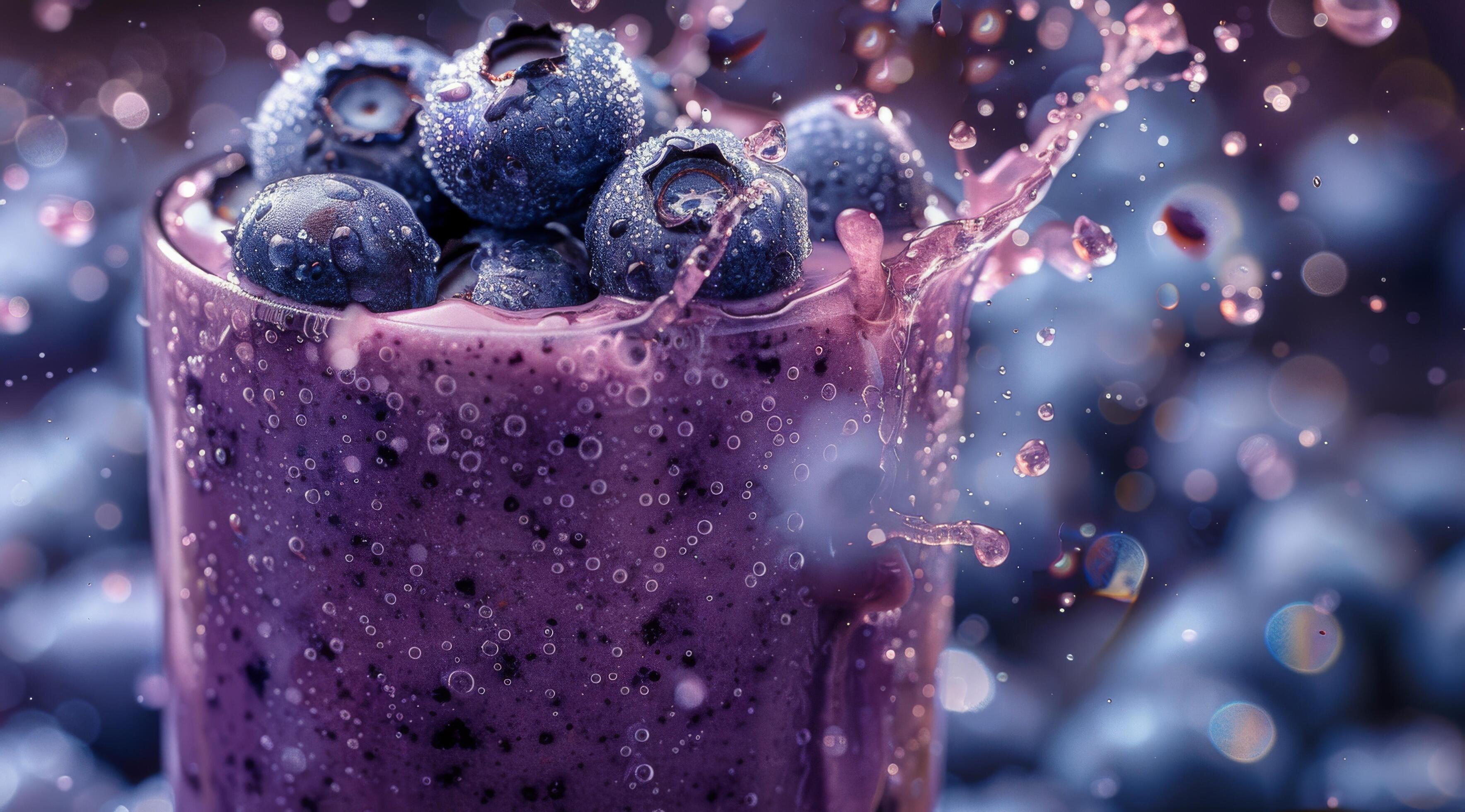 Fresh Blueberries Splashing Into a Purple Smoothie 53052240 Stock Photo at Vecteezy