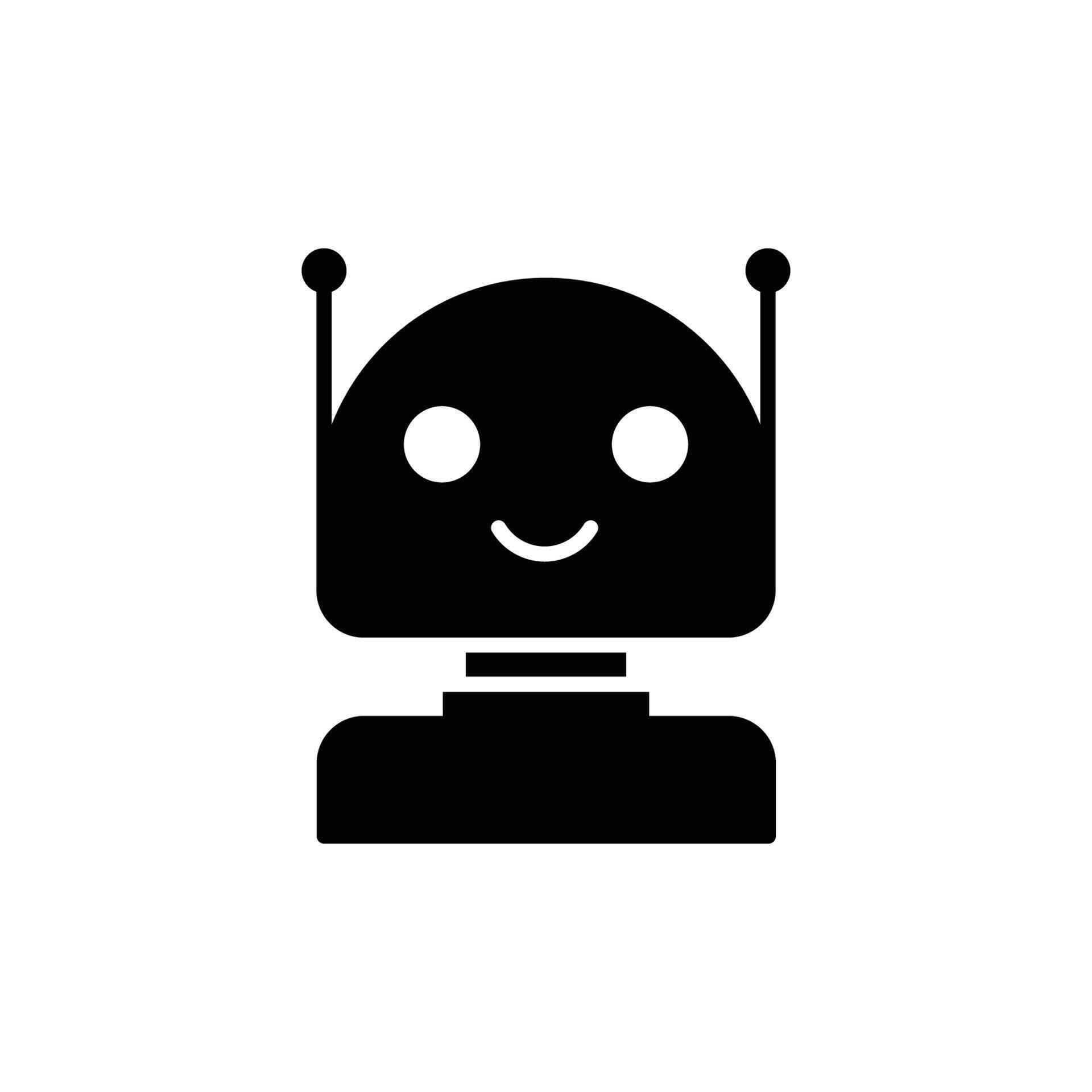 ai bot icon. chat bot logo, robot AI, artificial intelligence logo. Glyph symbol. solid design ...