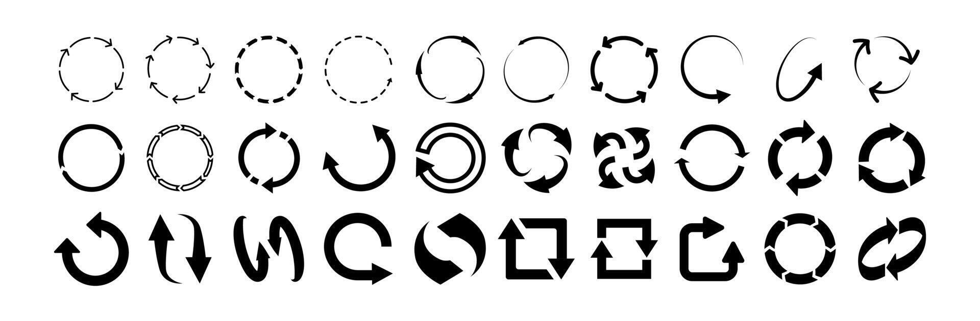 Circle arrow. Circular arrows, refresh and reload spinning icons, rotating symbols. Rotate arrow ...