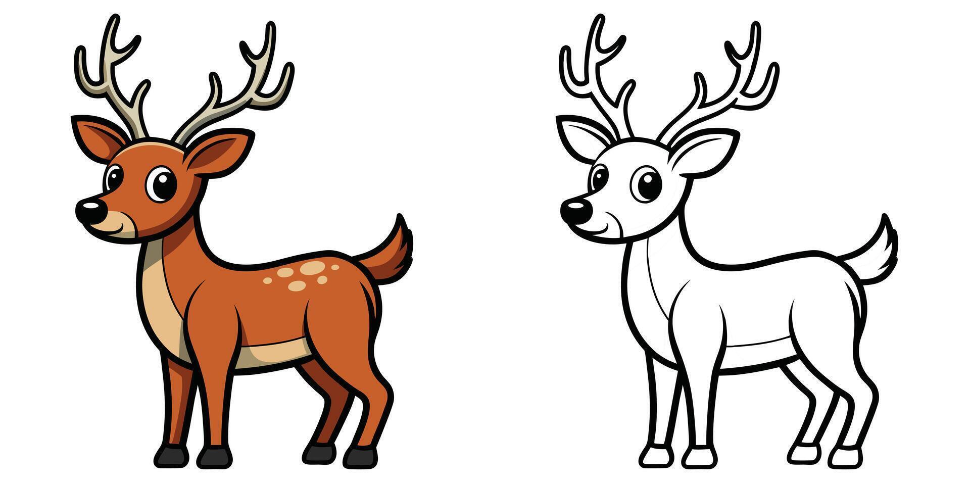 Reindeer Outline Coloring Page For Kids. Christmas Coloring Printable ...