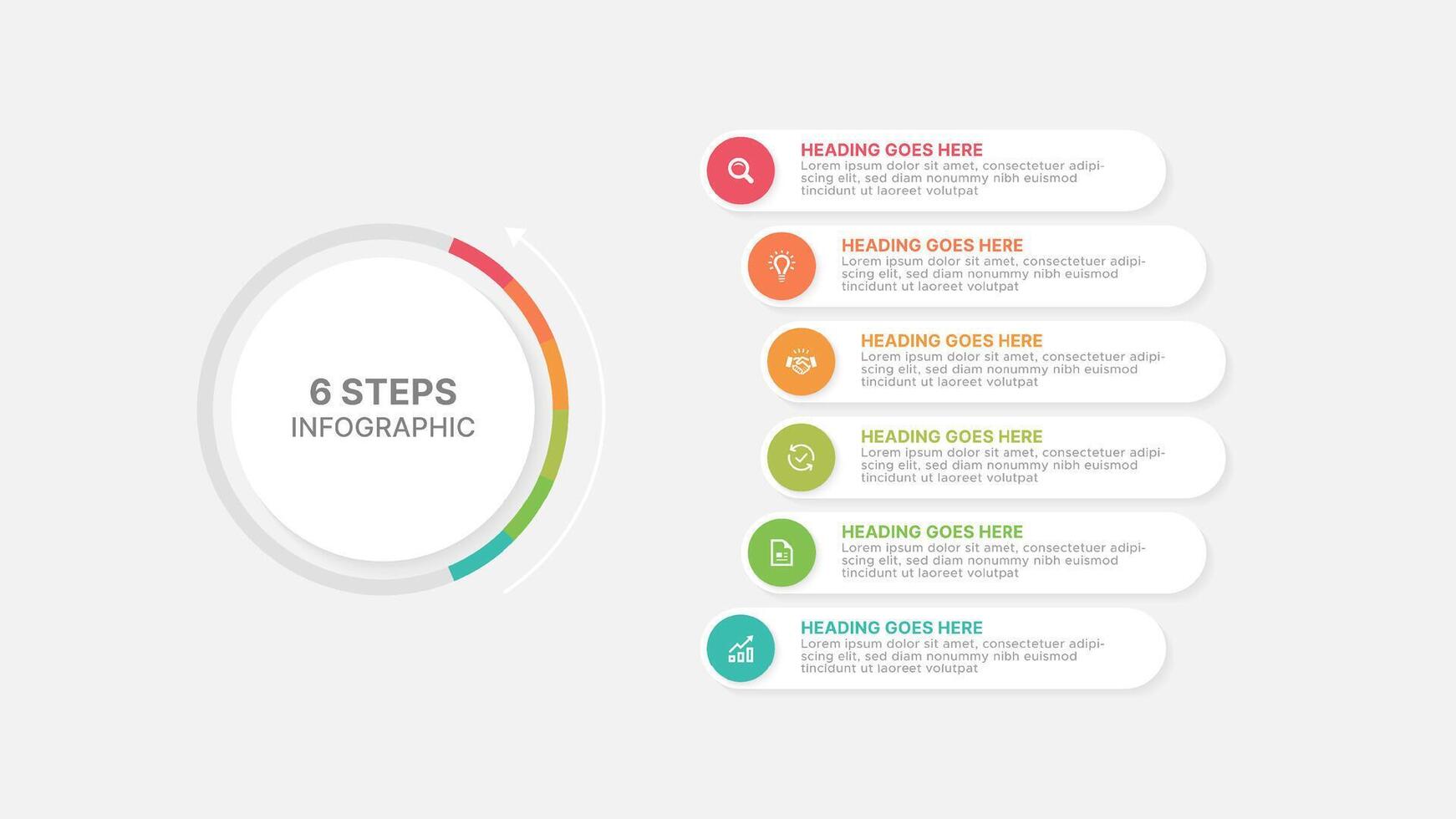 Modern Circular Round Infographic Design Template with 6 Data Points ...