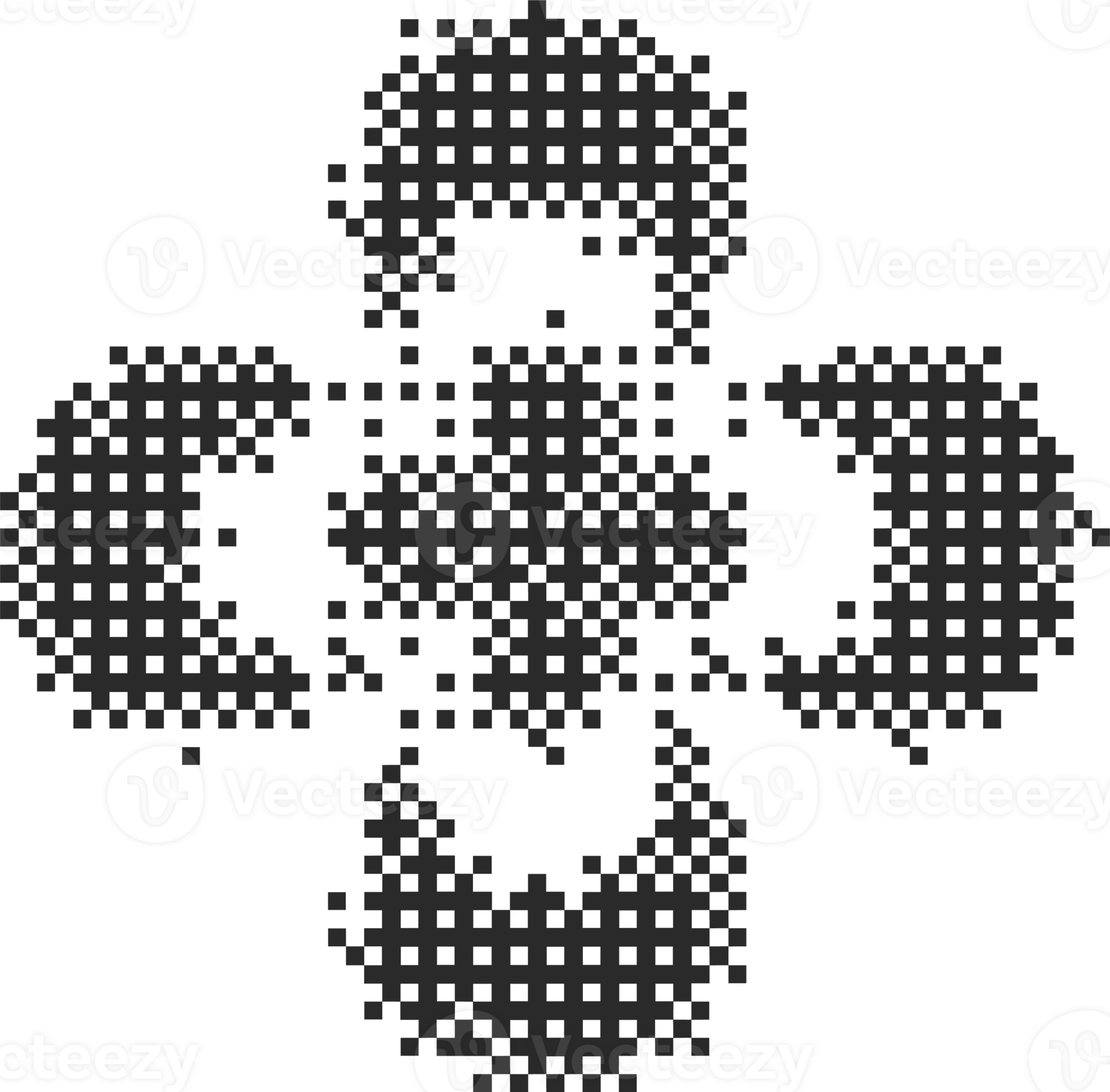 Pixel Pattern Shape Textured Flower With Bitmap Y2k Dither Gradient