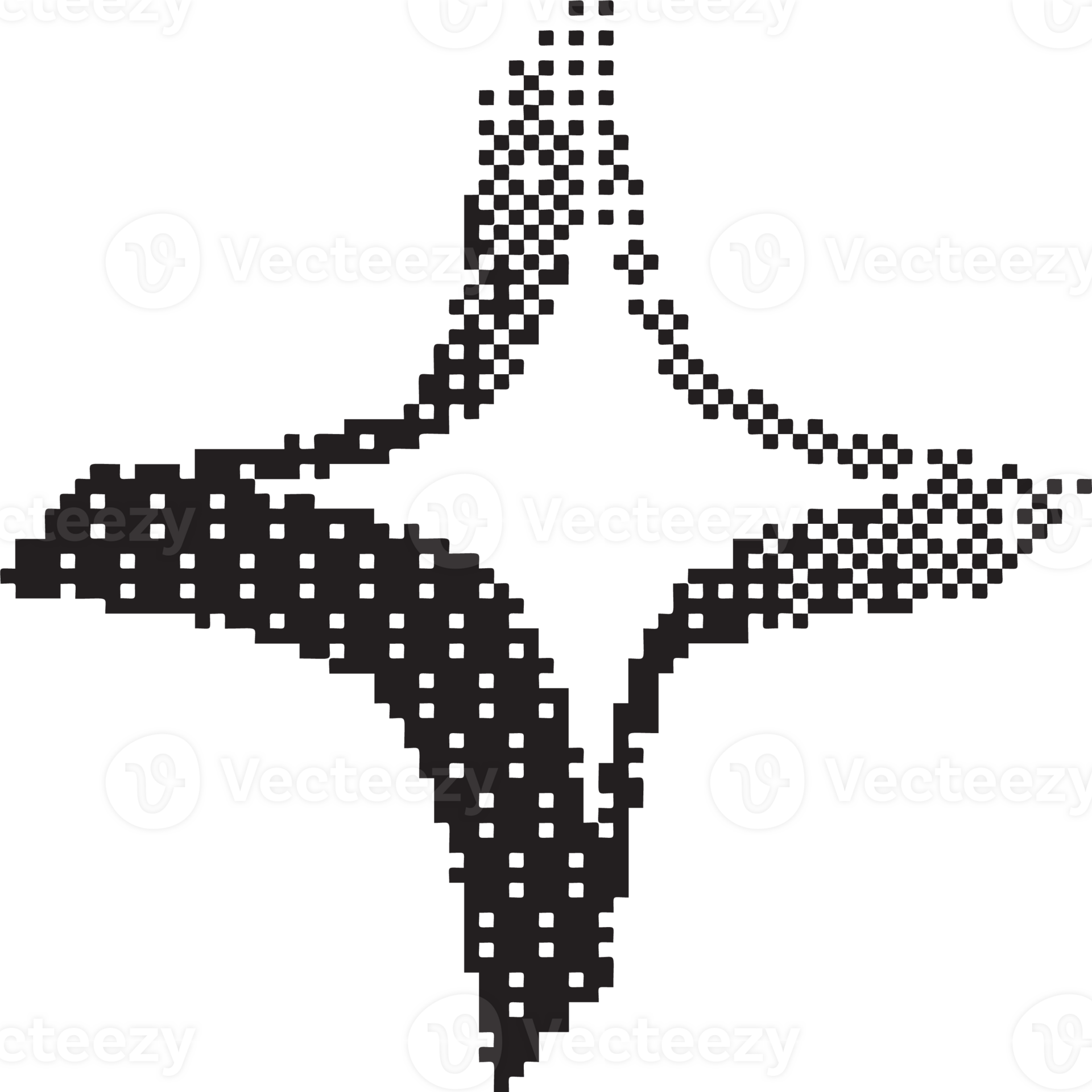 Bitmap pattern star shape. Halftone gradient element. Y2k graphic abstract icon. Dither noisy ...