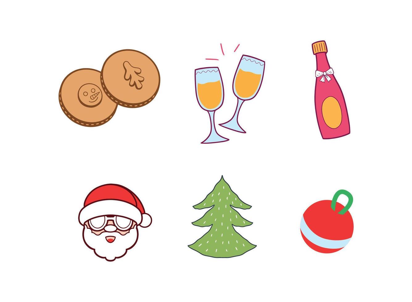 Christmas Set Hand Drawn Illustration Bright Christmas set 53081819 ...