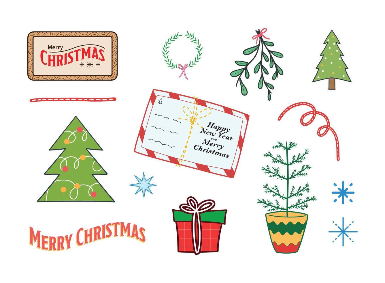 Christmas Set Hand Drawn Illustration with cute decorations 53081827 ...